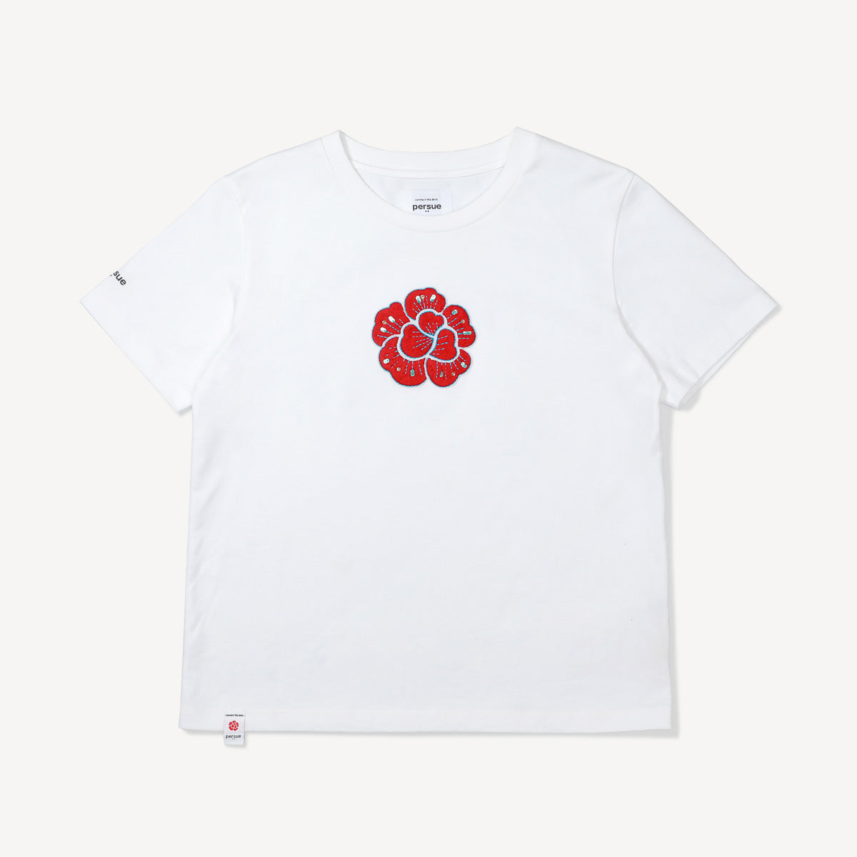 TEE - RED PEONY EMBROIDERED – Persue Fashion
